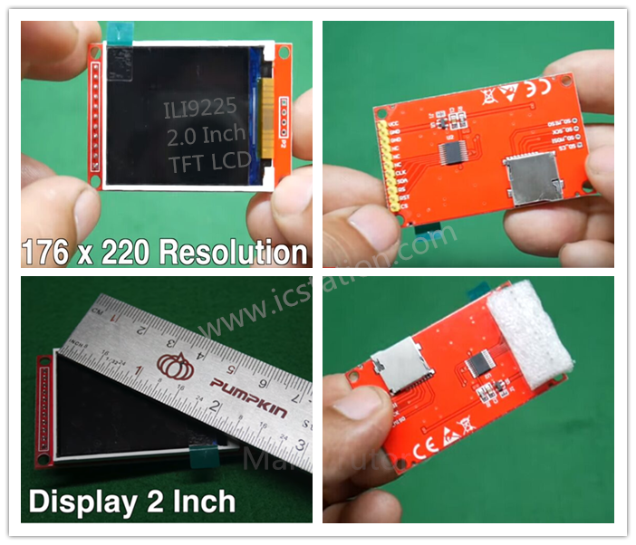 ILI9225 2.0 Inch SPI Serial Port TFT LCD Display Module SPI Interface 176x220 Resolution 4 IO ...